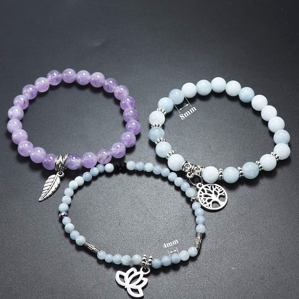 DASAW-Tree of Life Yoga Healing Stone Bracelets,Multilayer Lotus Chakra ...