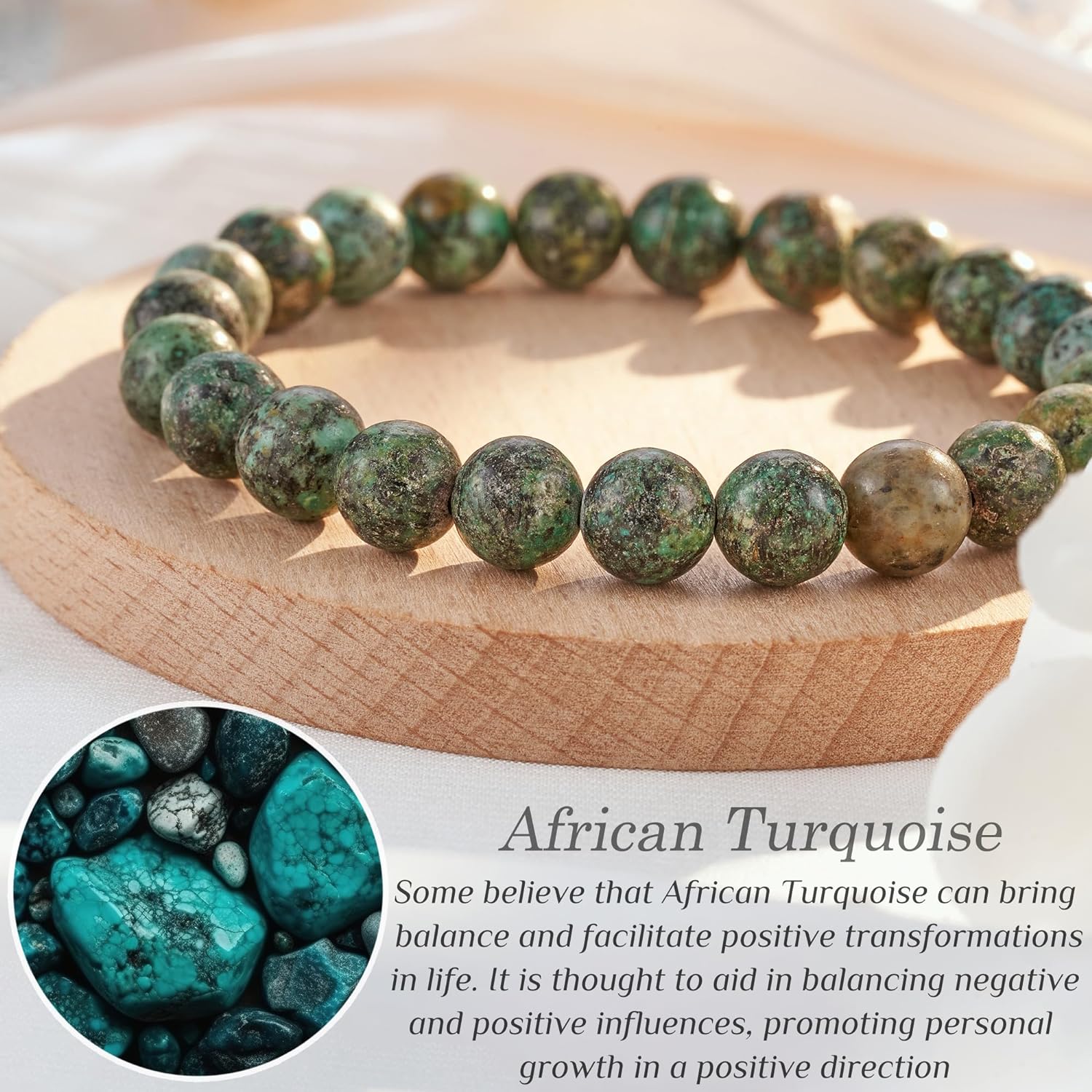 DASAW-Turquoise Jewelry for Women, Crystal Stone Stretch Round Bead ...