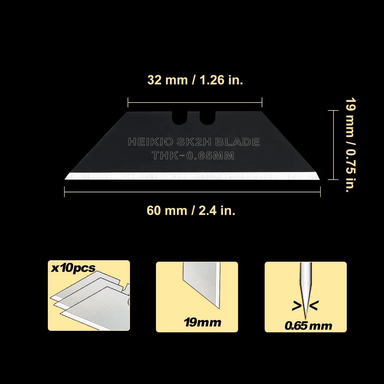 DASAW-Utility Knife Blades, Pack of 10 Standard Replacement Blades for ...