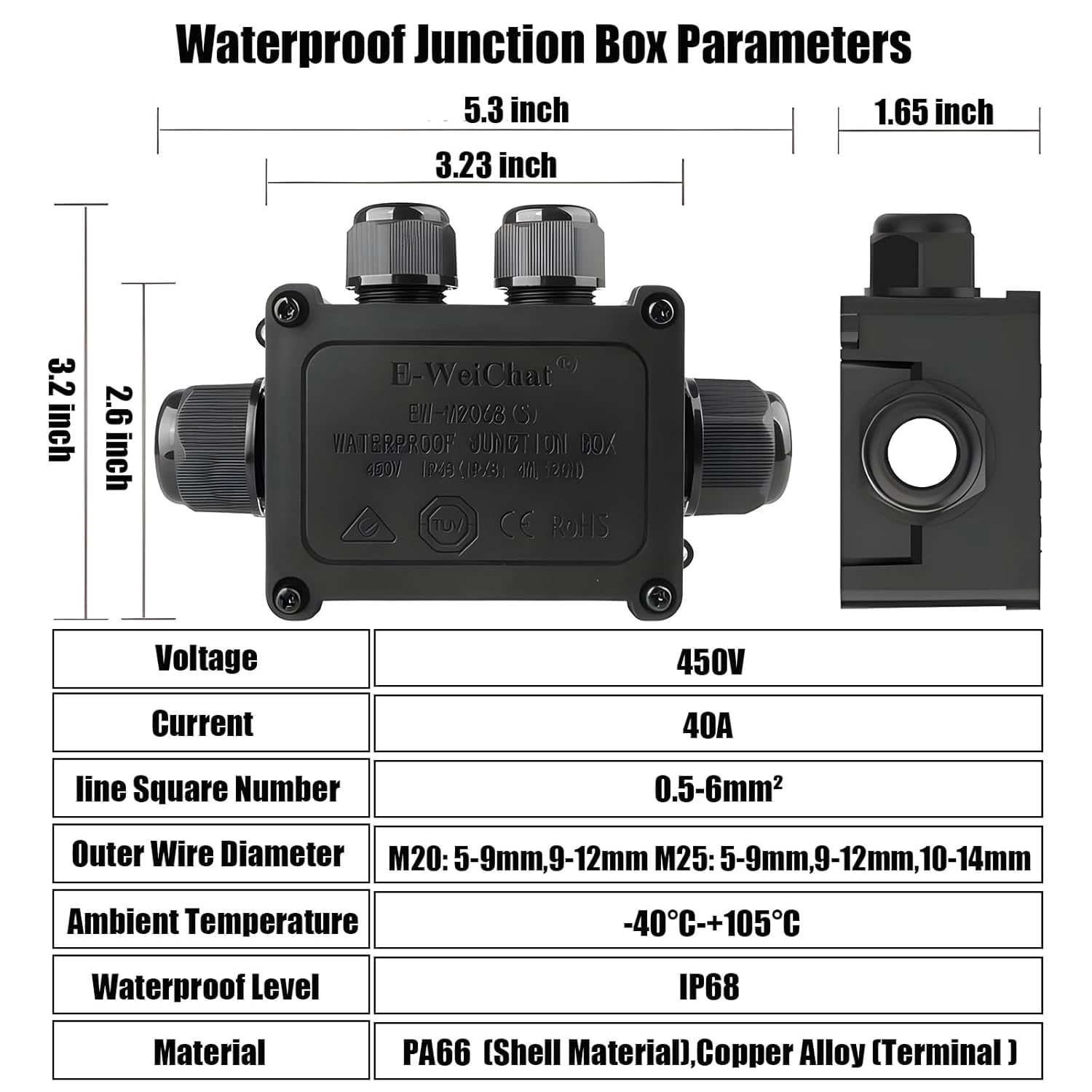 DASAW-Waterproof Junction Box, 4 Way Outdoor Electrical Box with ...