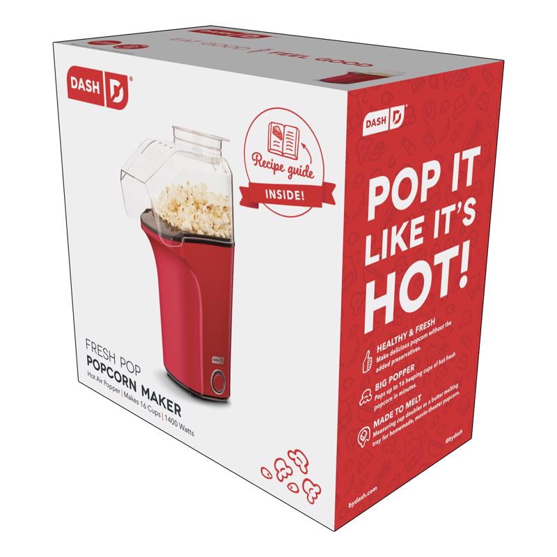DASH 16 Cup Hot Air Popcorn Popper Electric Machine With Butter Melting Tray, Red - Walmart.com