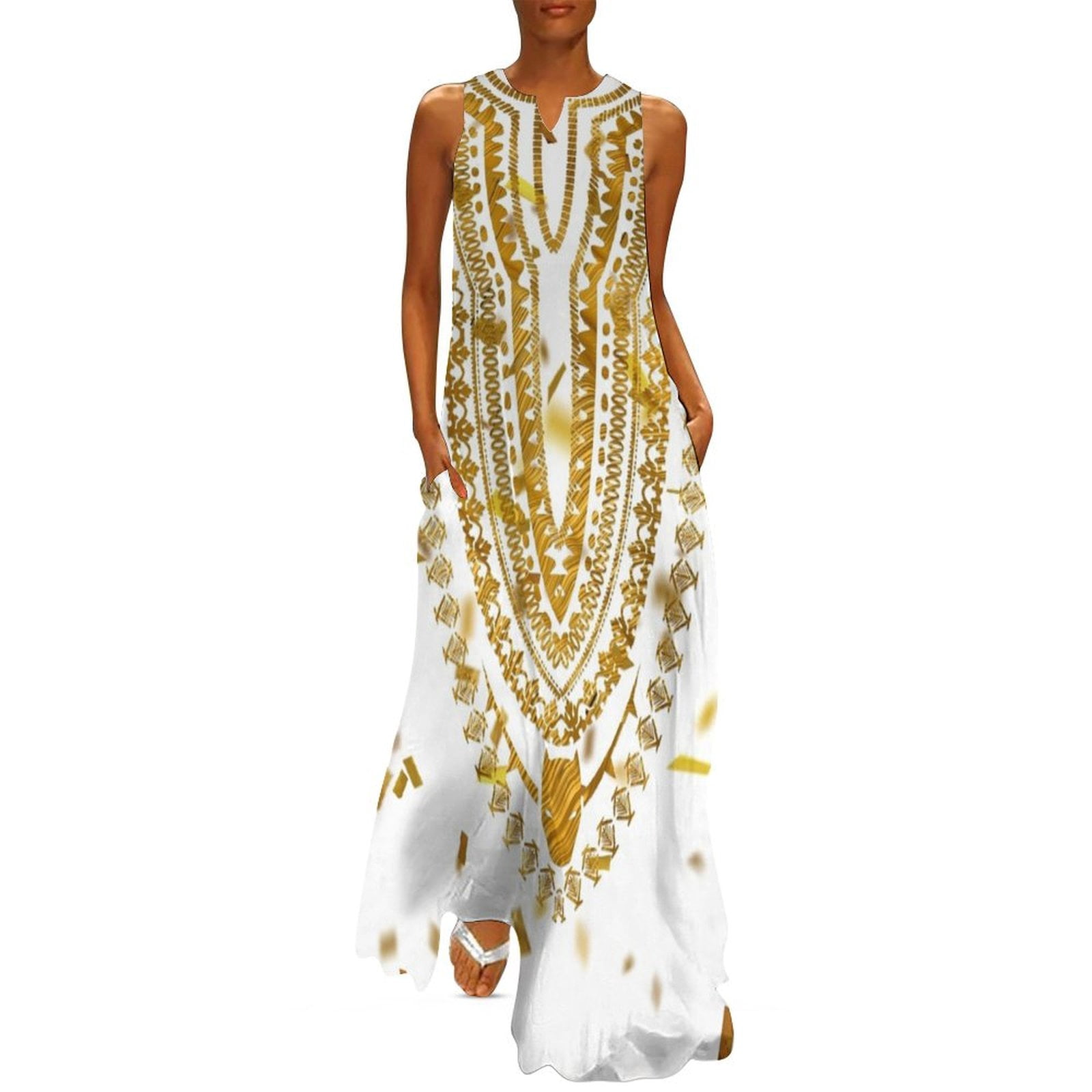 DASHIKI WAKANDAN GOLD Long Dress clothing women summer 2024 Dresses ...
