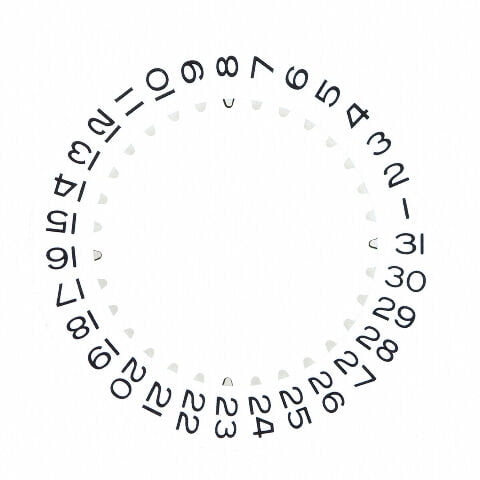 DATE DISC FOR ROLEX 3135-3155 MOVEMENT WHITE WITH BLACK NUMBERS ...