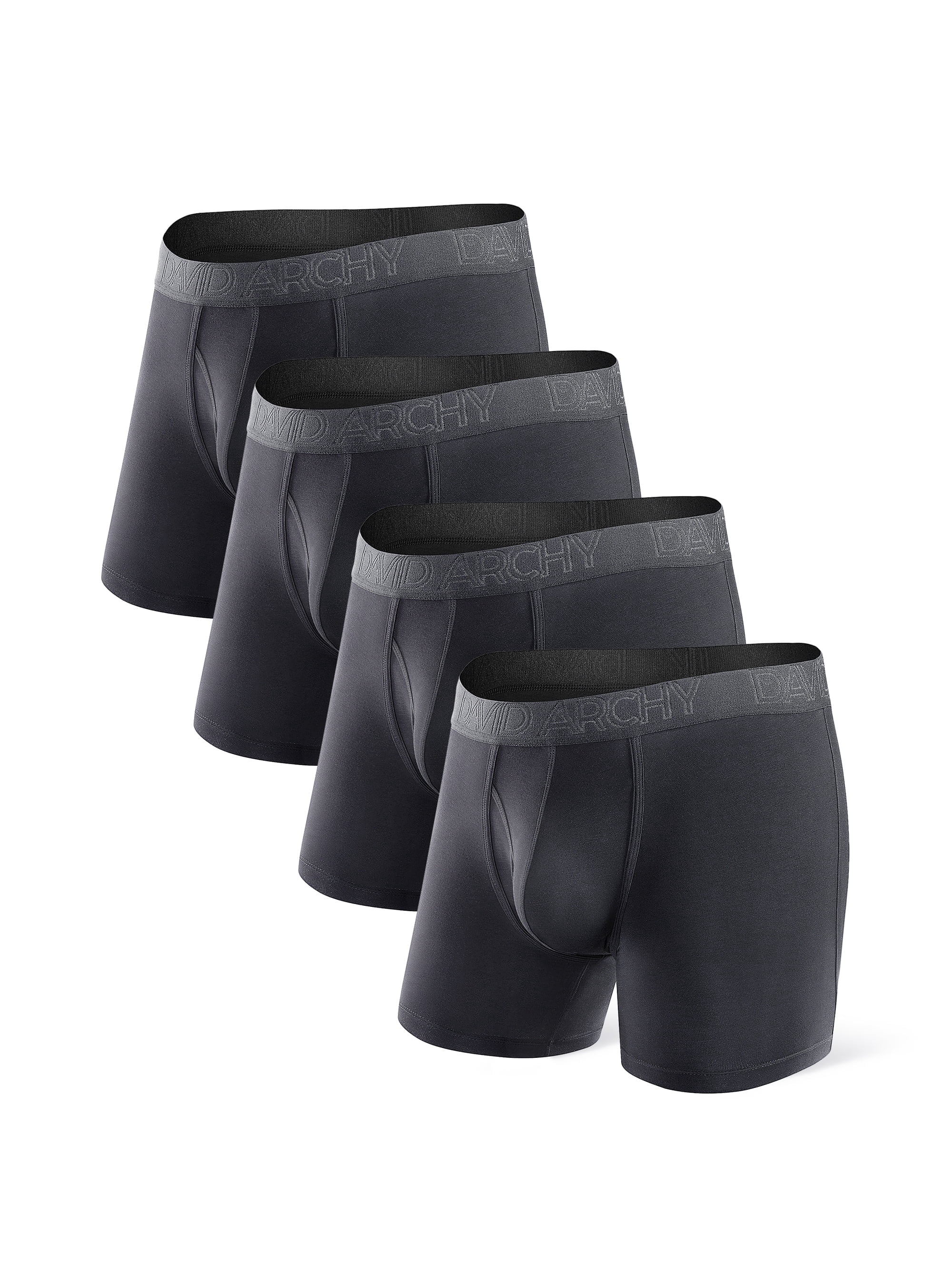 DAVID ARCHY Adult Men's Underwear Breathable Bamboo Rayon Trunks 4 Pack ...