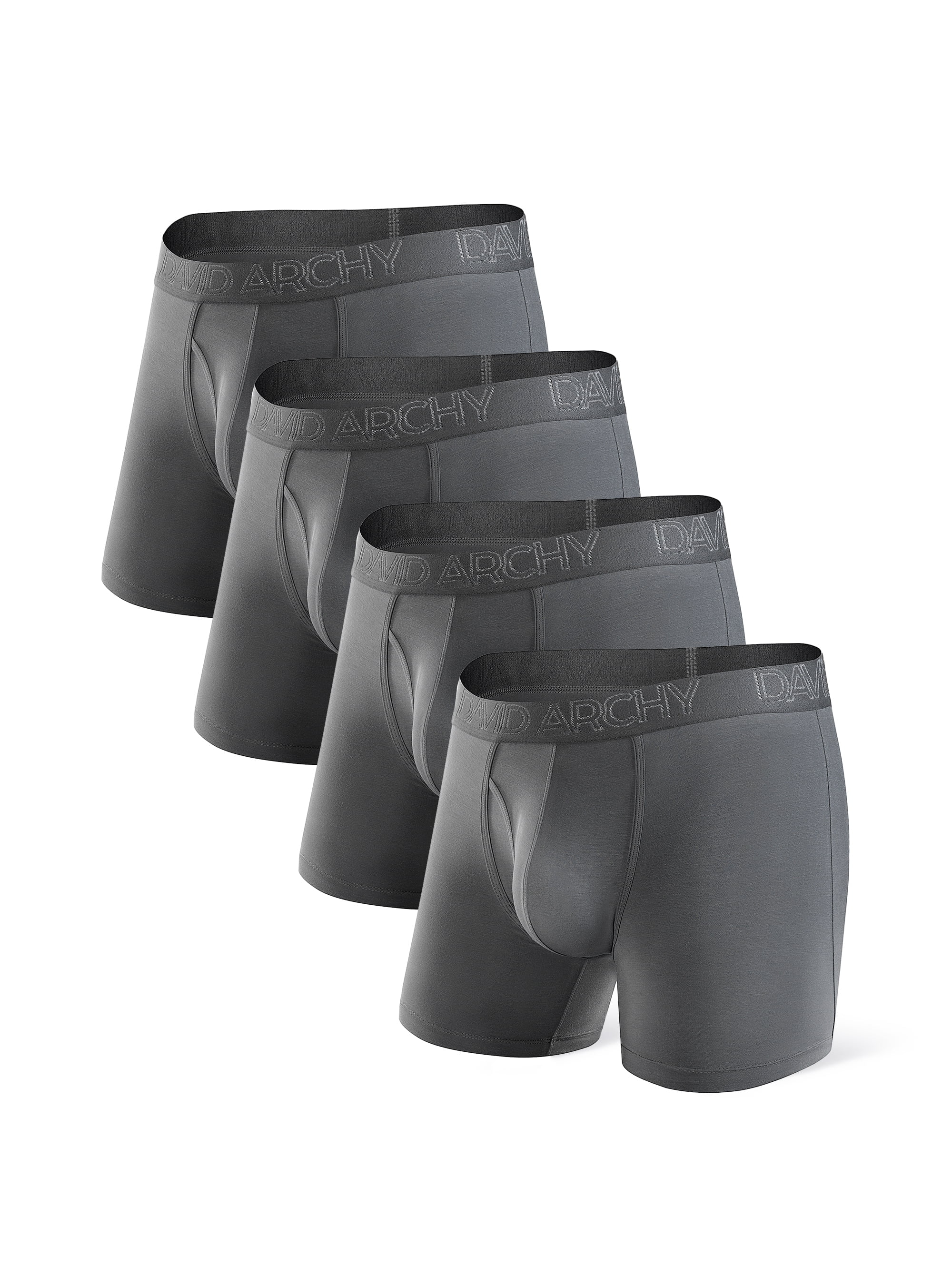 DAVID ARCHY Adult Men's Underwear Breathable Bamboo Rayon Trunks 4 Pack ...