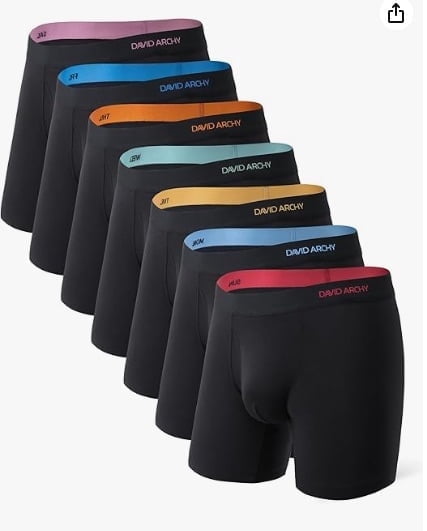 DAVID ARCHY Mens Underwear Rayon Made from Bamboo 7-Pack, Wicking ...