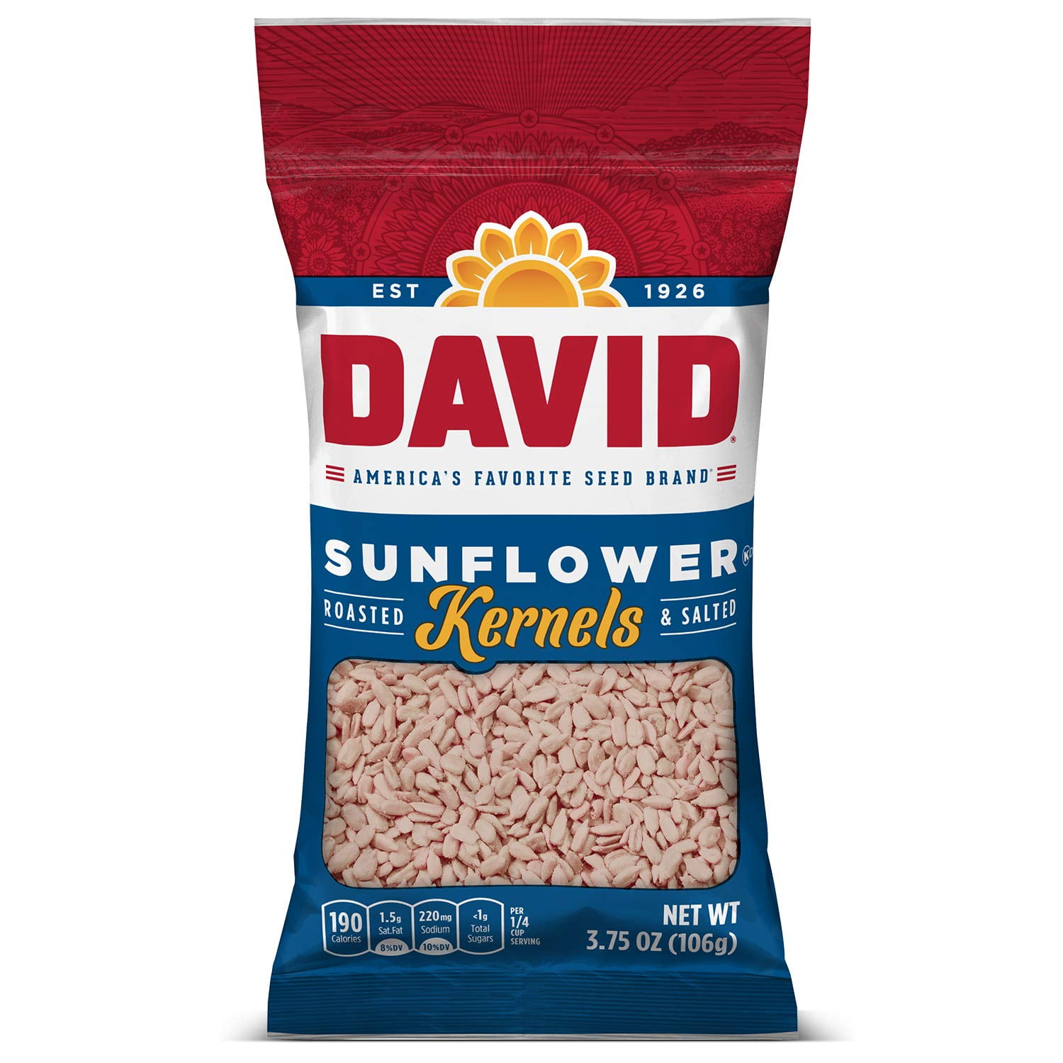 DAVID Roasted and Salted DEF29 Sunflower Kernels, Original Flavor, 3.75oz. (Pack of 12 ...