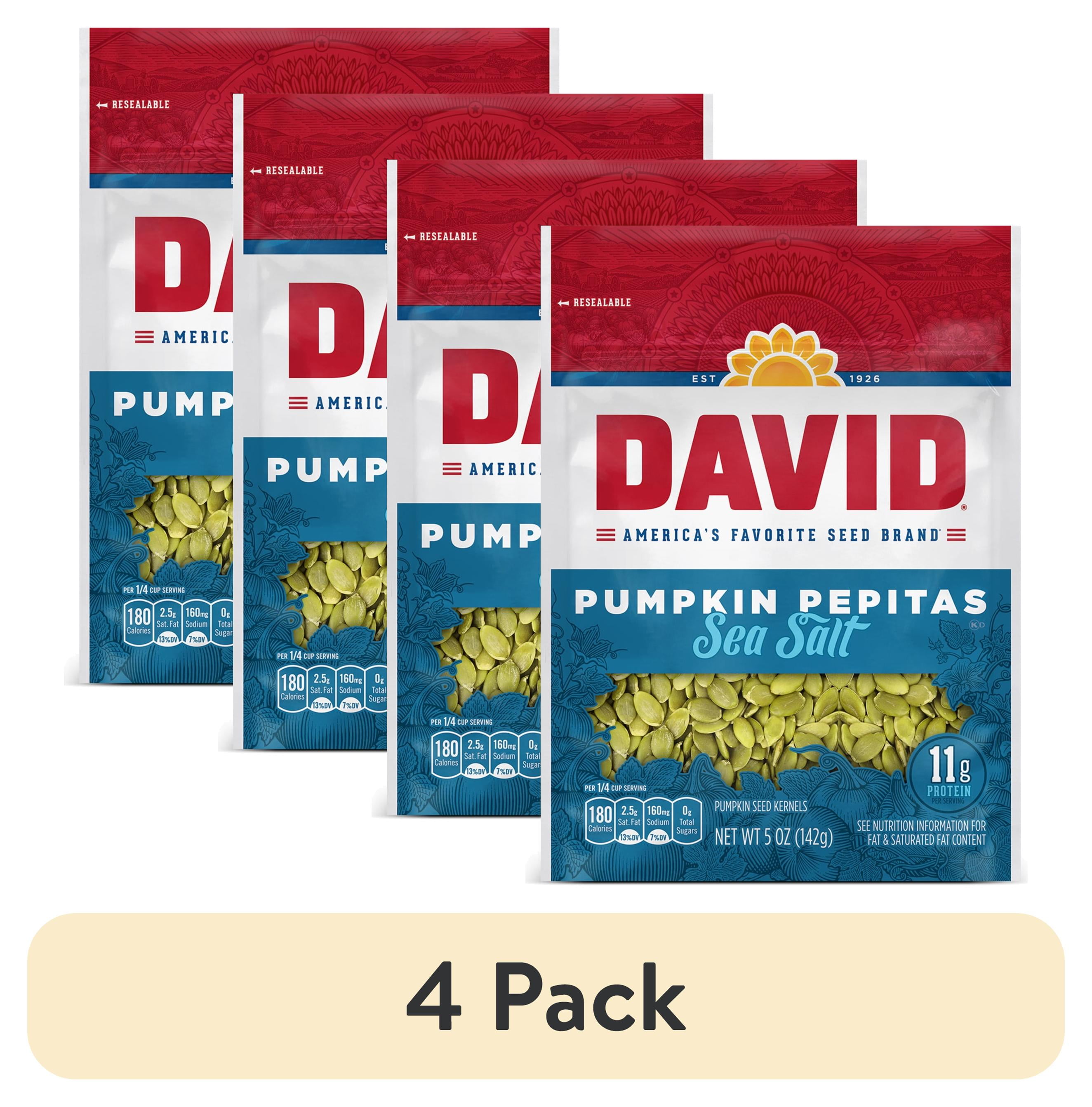 (4 pack) DAVID Sea Salt Pumpkin Pepitas, Salted Pumpkin Seed Kernels, 5 ...