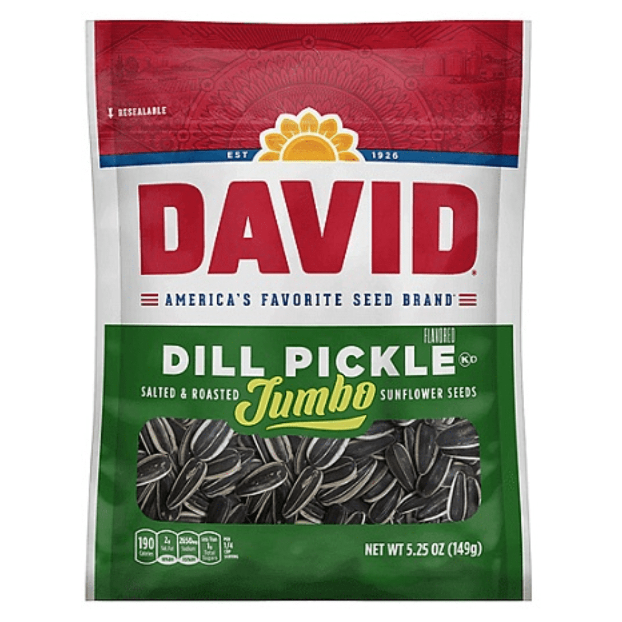 DAVID Seeds DILL PICKLE Jumbo Sunflower Seeds, Keto Friendly Snack, 5. ...