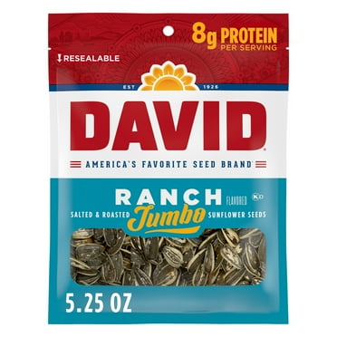 DAVID Roasted and Salted Jumbo Sunflower Seeds, Original Flavor, 5.25oz ...
