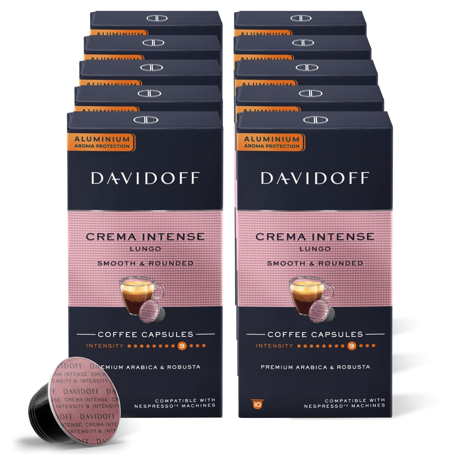 DAVIDOFF Crema Intense Coffee Capsules. Nespresso Machine Compatible - Smooth and Rounded ...