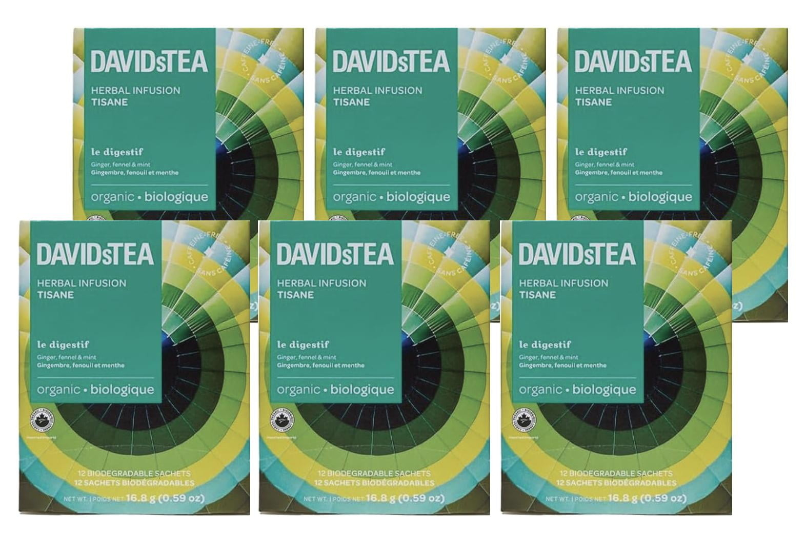 DAVIDsTEA Organic Le Digestif Tea Bags, Herbal Tea, 12 Count per Box ...