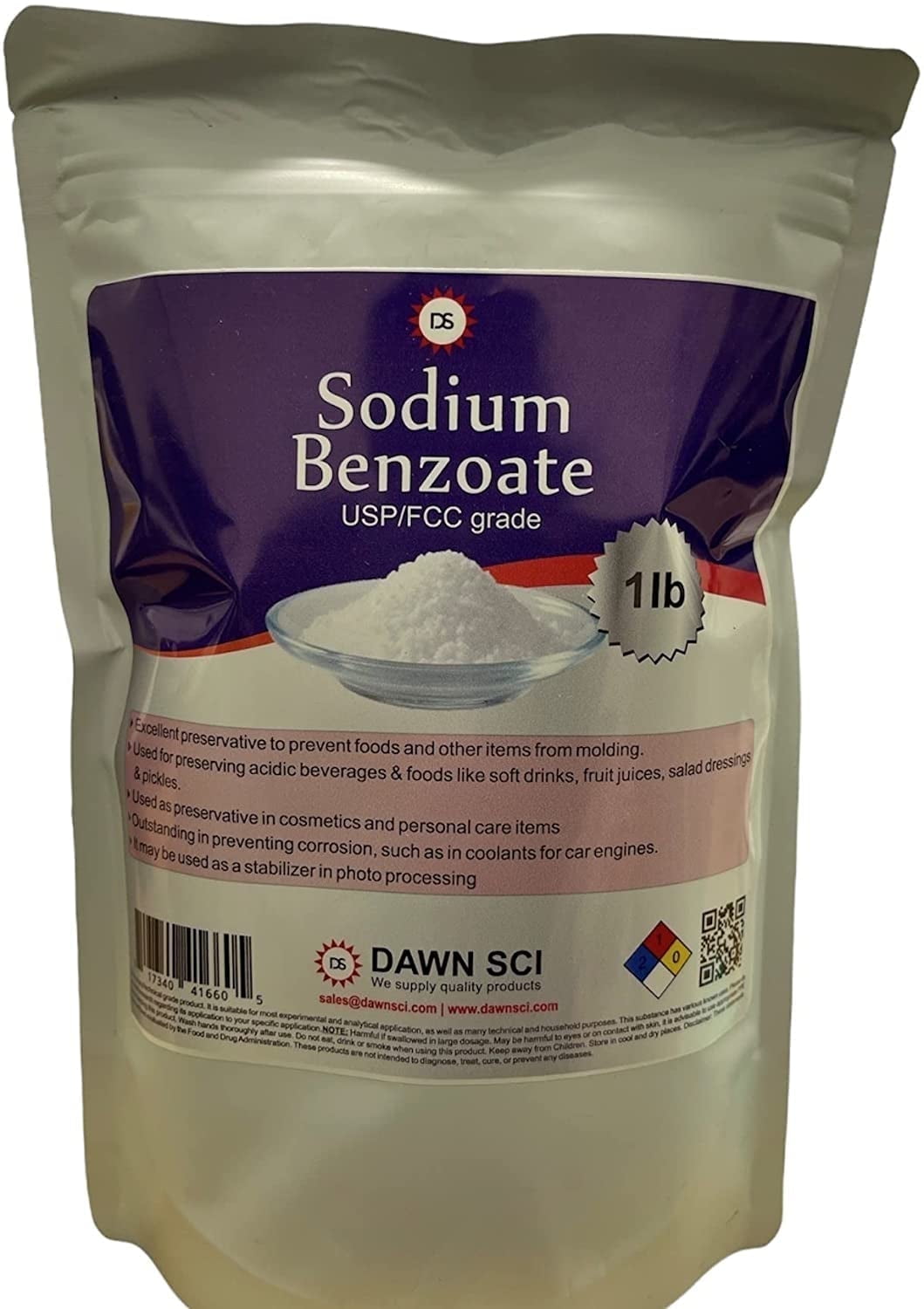 DAWN SCI Sodium Benzoate 99% USP/FCC Grade – 1 LB Preservative ...