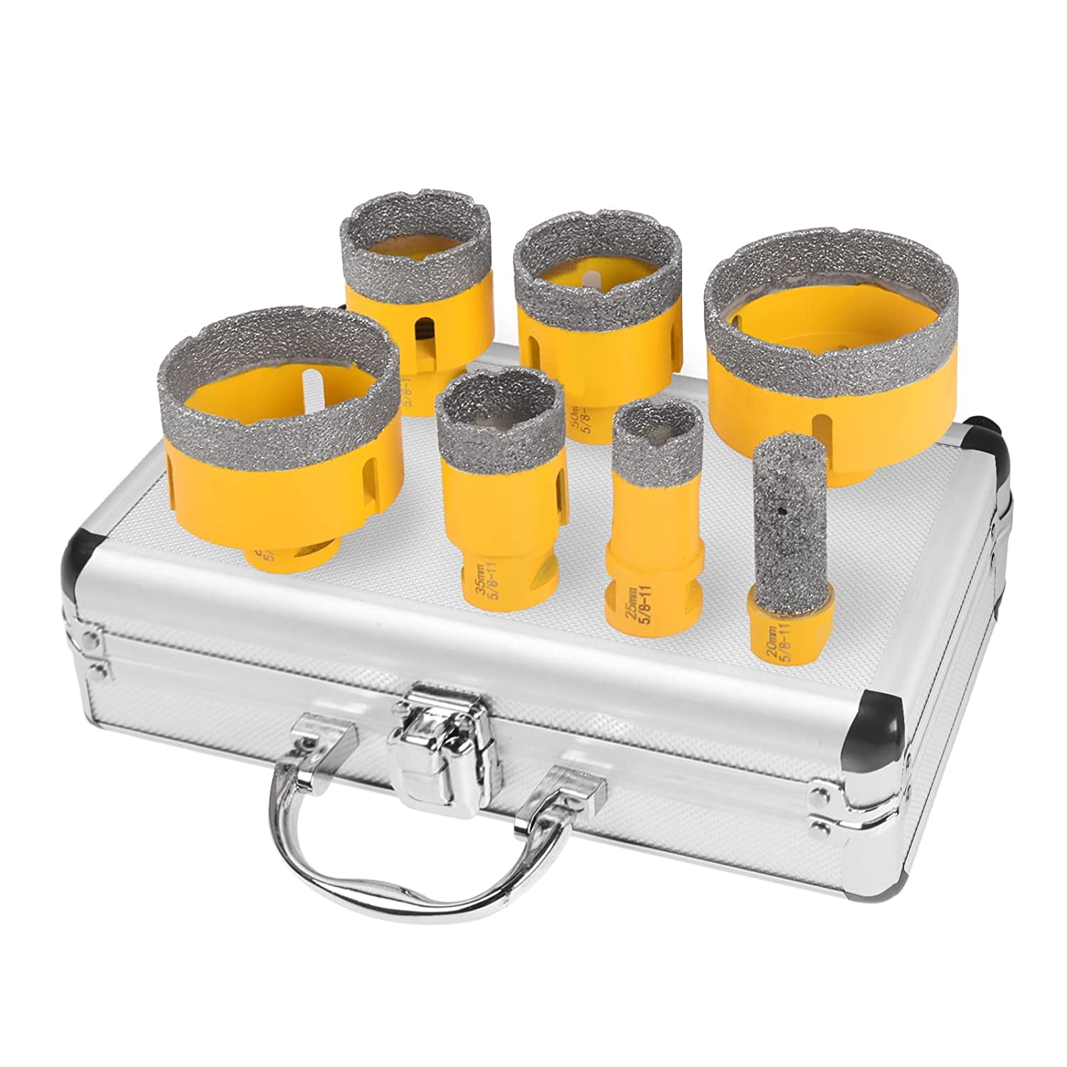 DAWOT 7PCS Diamond Hole Saw Kit (25/35/45/50/65/75mm+20F) for Glass ...