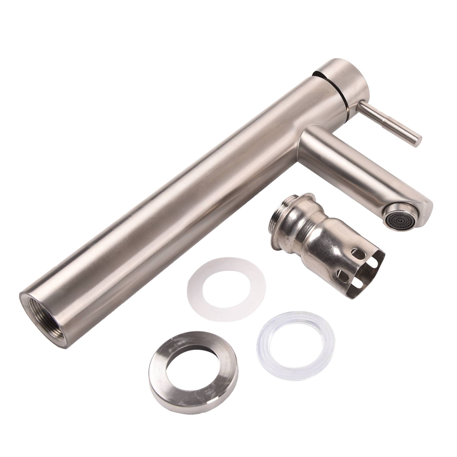 DAWOT One Handle Single Hole Tall Vessel Stainless Steel Sink Bathroom ...