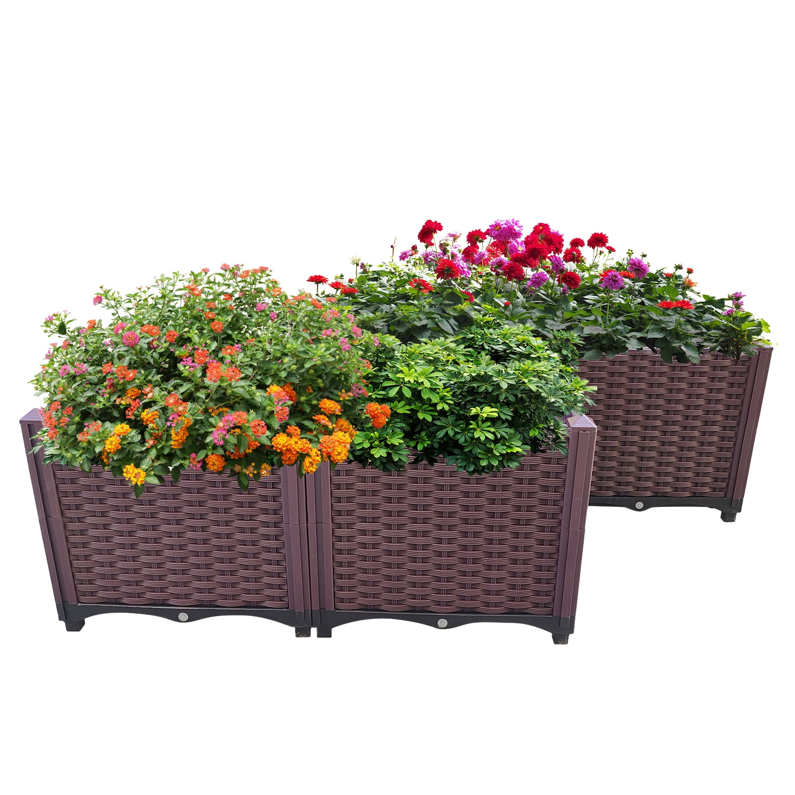 DAWOT Set of 4 Plastic Raised Garden Bed Planter Care Box Kit Planter ...