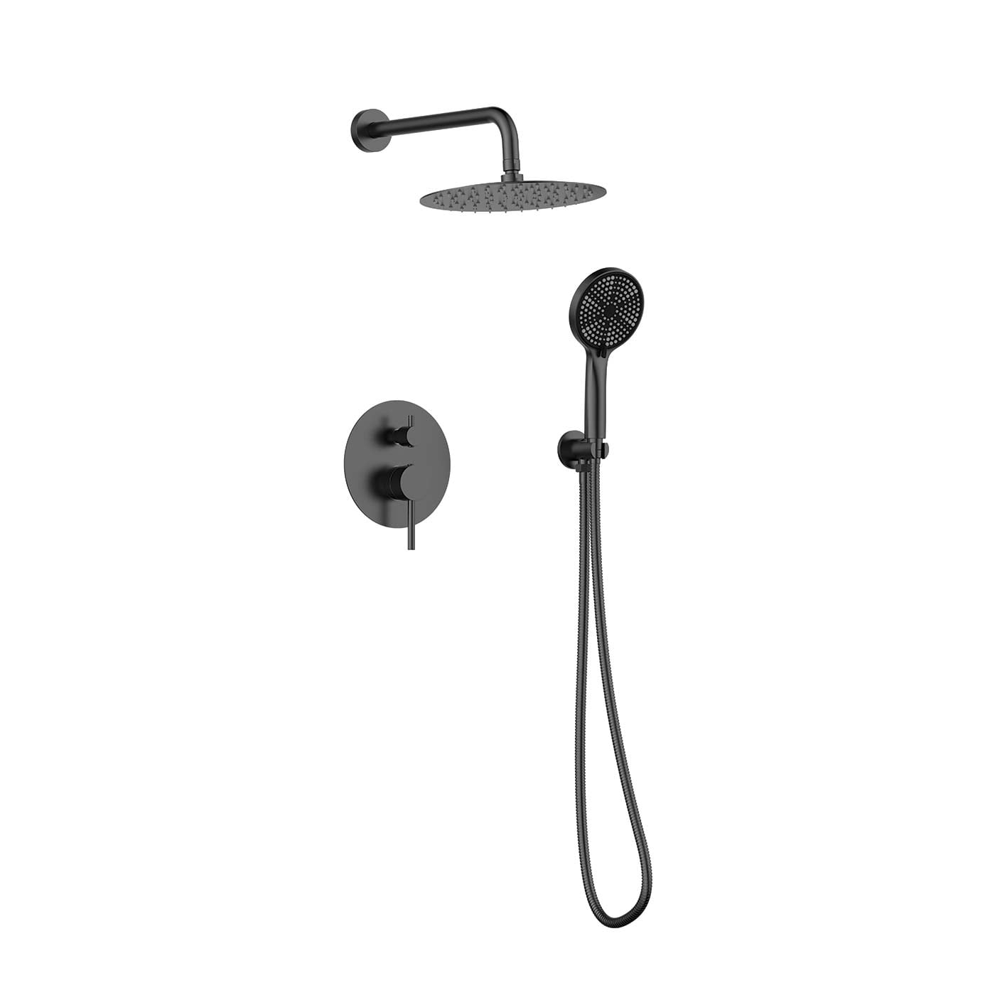 DAX Salerno Round Shower System with Hand Shower, Matt Black - Walmart.com