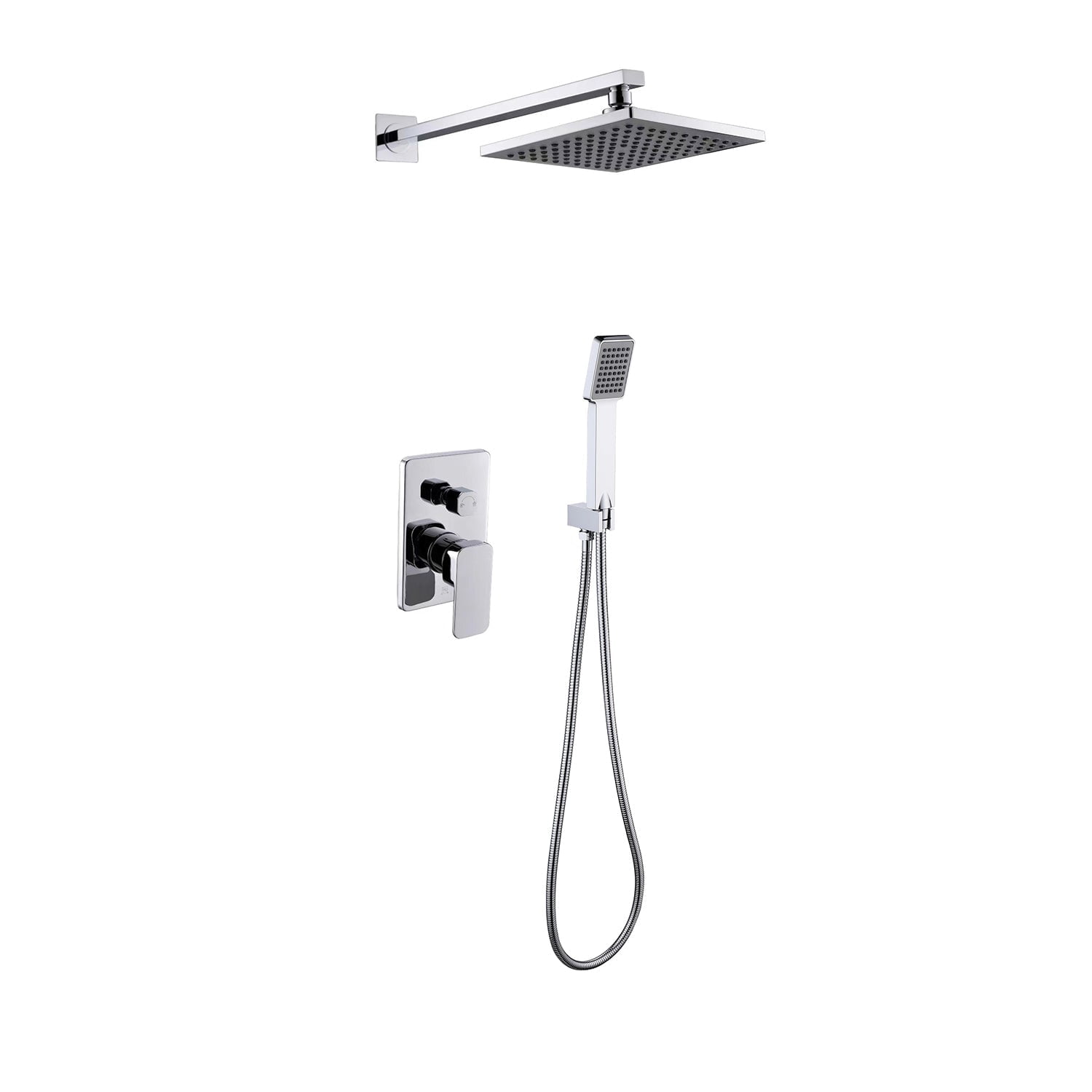 DAX Brass Square Shower System with Hand Shower, Brushed Nickel ...