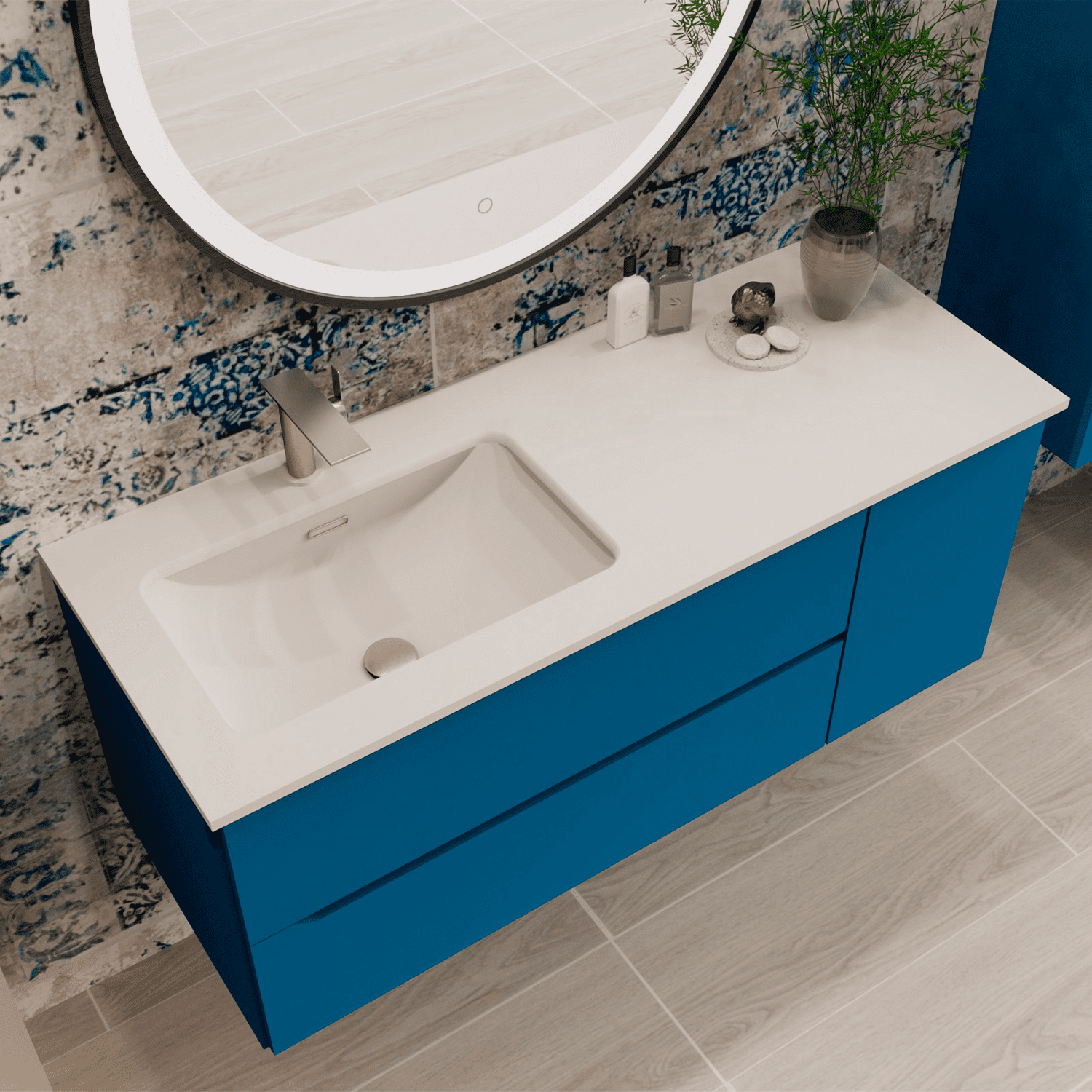 DAX Cenit 40" Single Bathroom Vanity with Onix Basin, Blue - Walmart.com