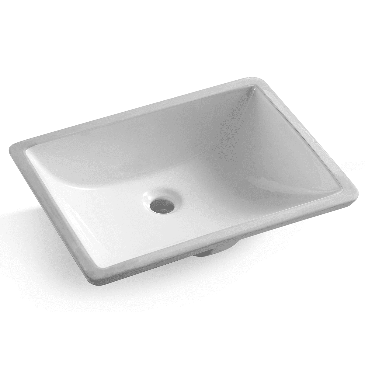 DAX Ceramic Square Undermount Bathroom Basin, 18", Glossy White ...