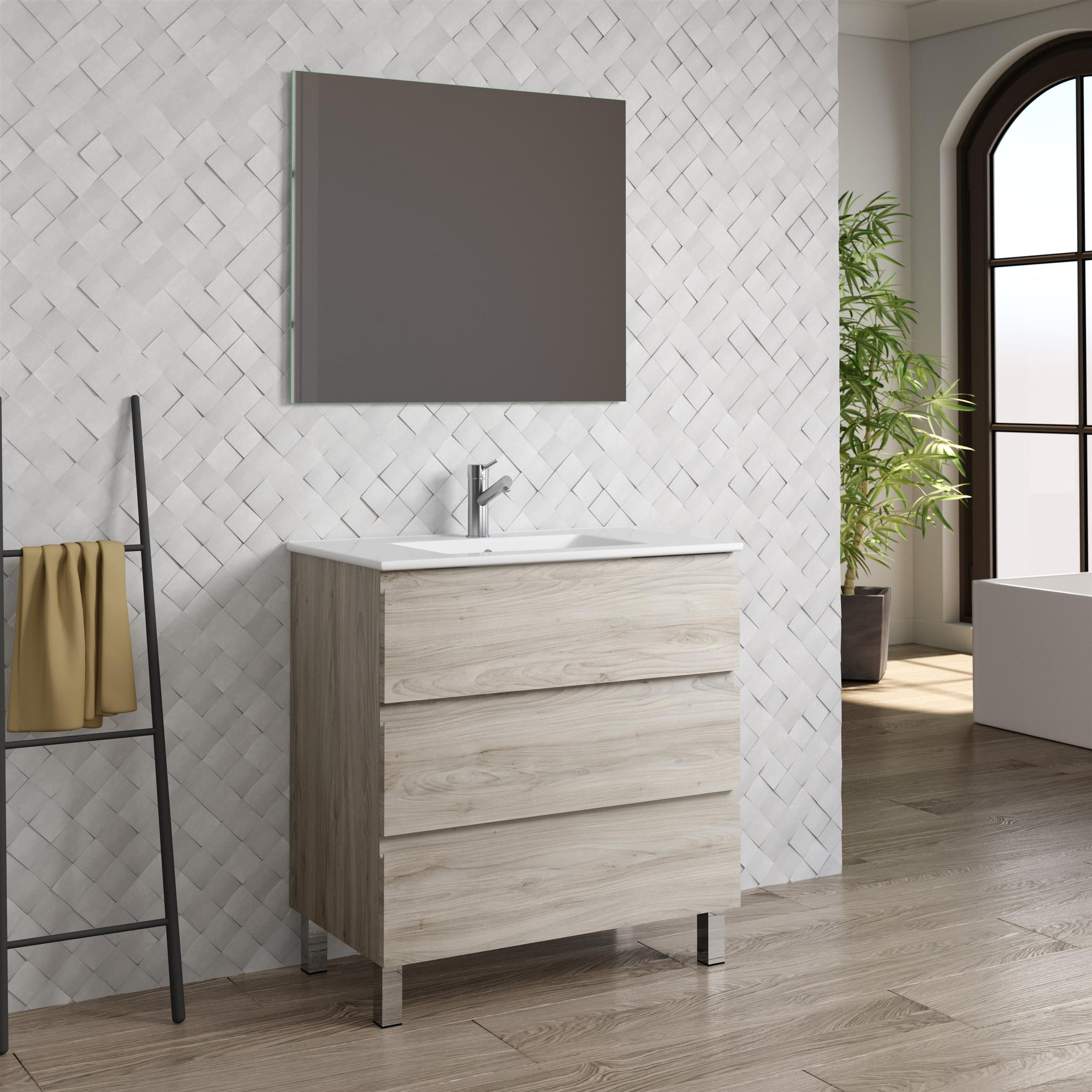DAX Costa Vanity Cabinet 32 In Pine w/ Onix Basin - Walmart.com
