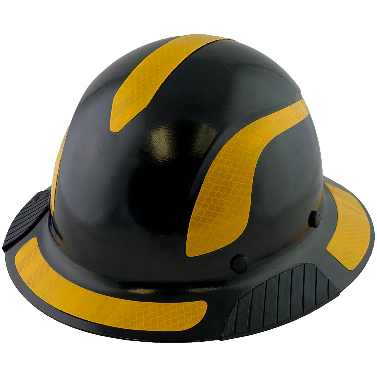 DAX Fiberglass Composite Hard Hat - Full Brim Black with Reflective ...