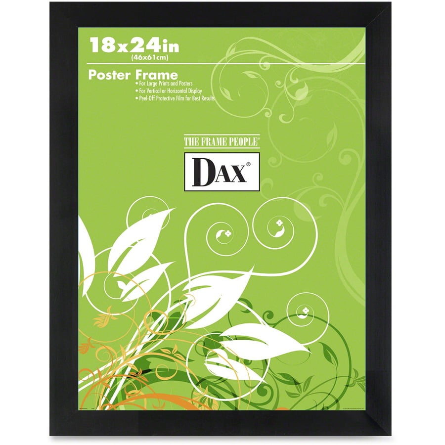 DAX Flat Face Wood Poster Frame, Clear Plastic Window, 18 x 24, Black ...