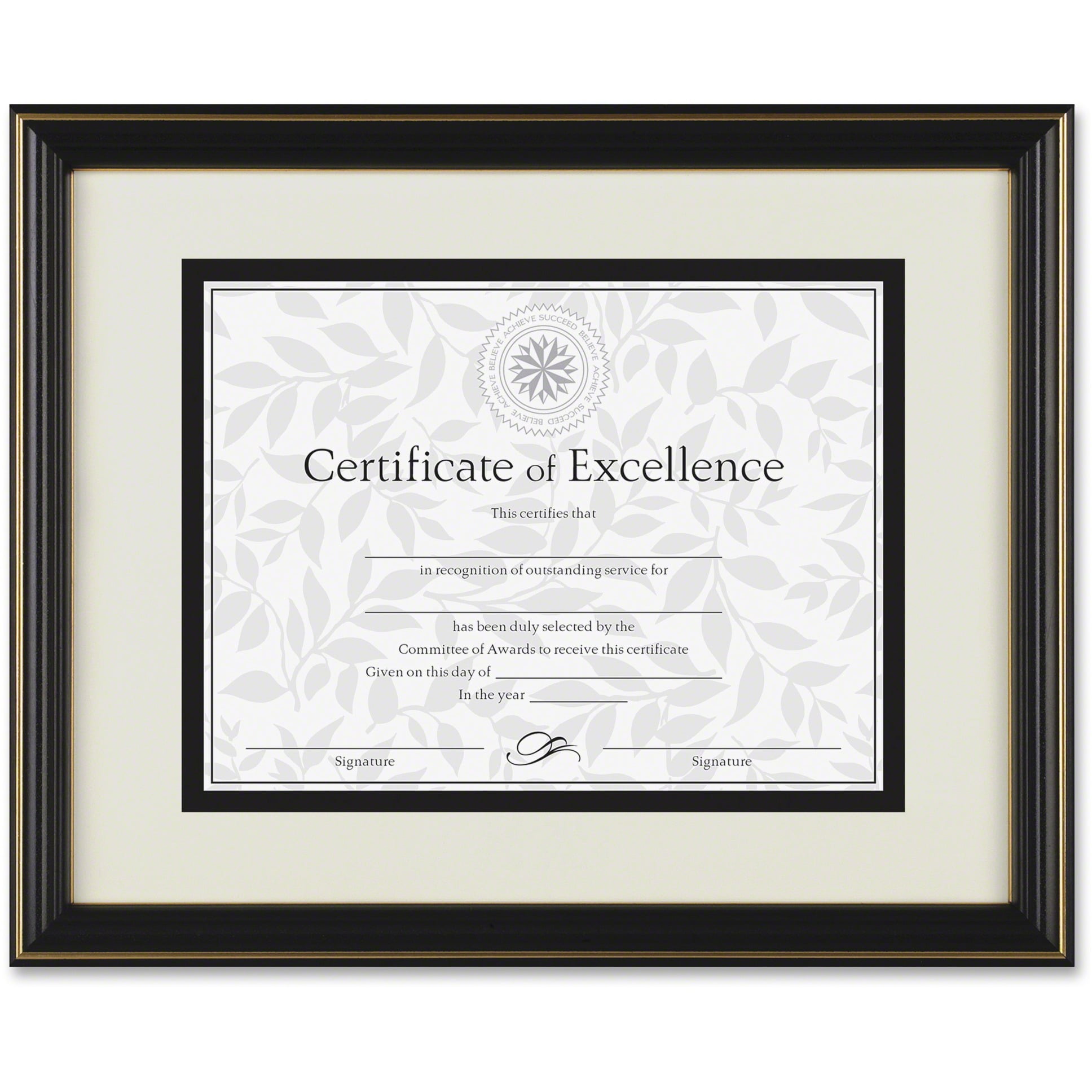 DAX Gold-Trimmed Document Frame, Wood, 11 x 14, 8 1/2 x 11, Black ...