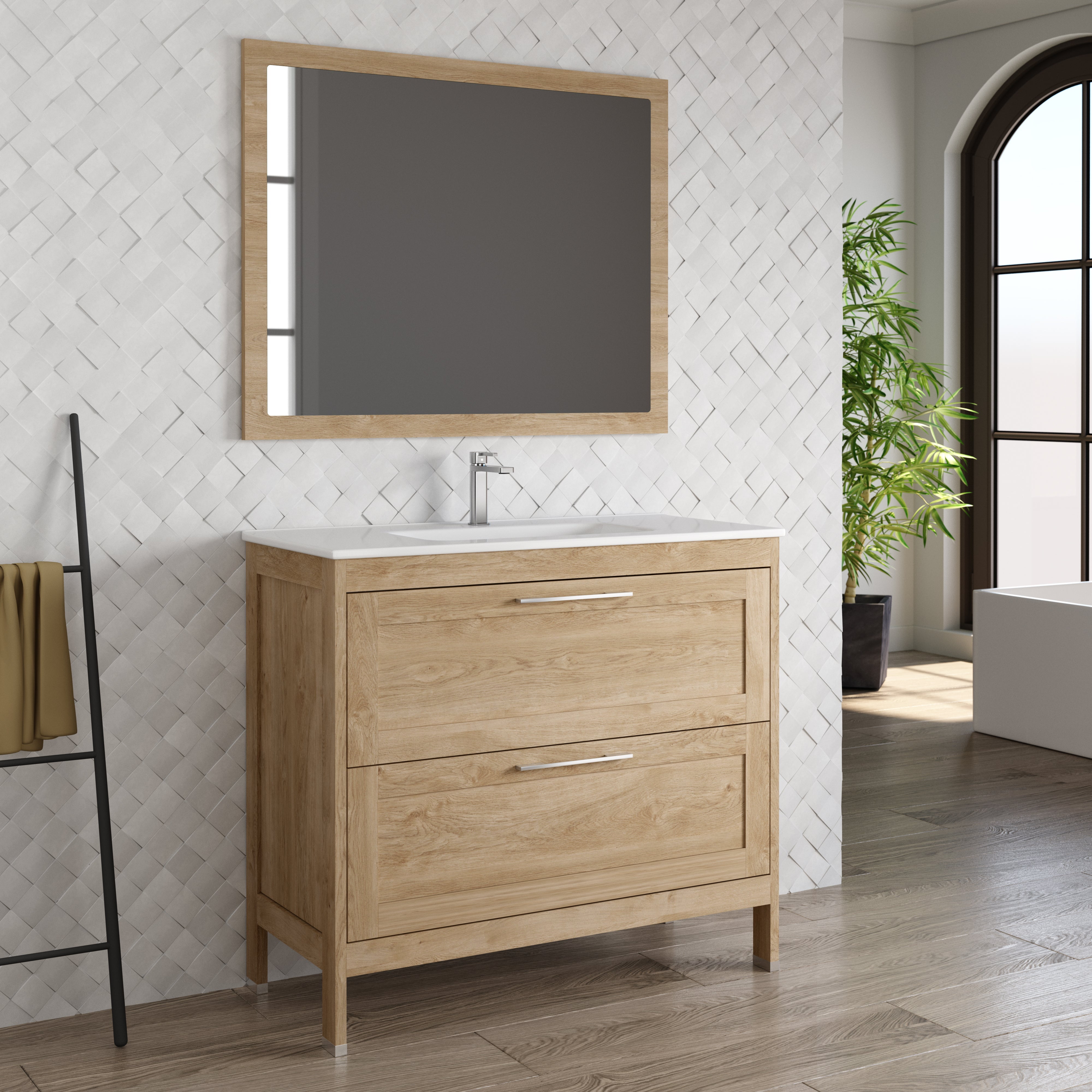 DAX Lakeside Engineered Wood and Porcelain Single Vanity with Onix ...