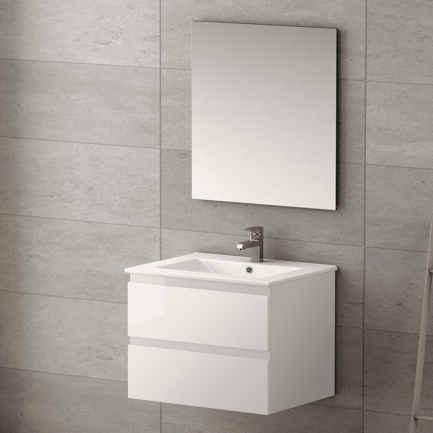 DAX Pasadena Engineered Wood Single Vanity Cabinet, 28", Glossy White ...