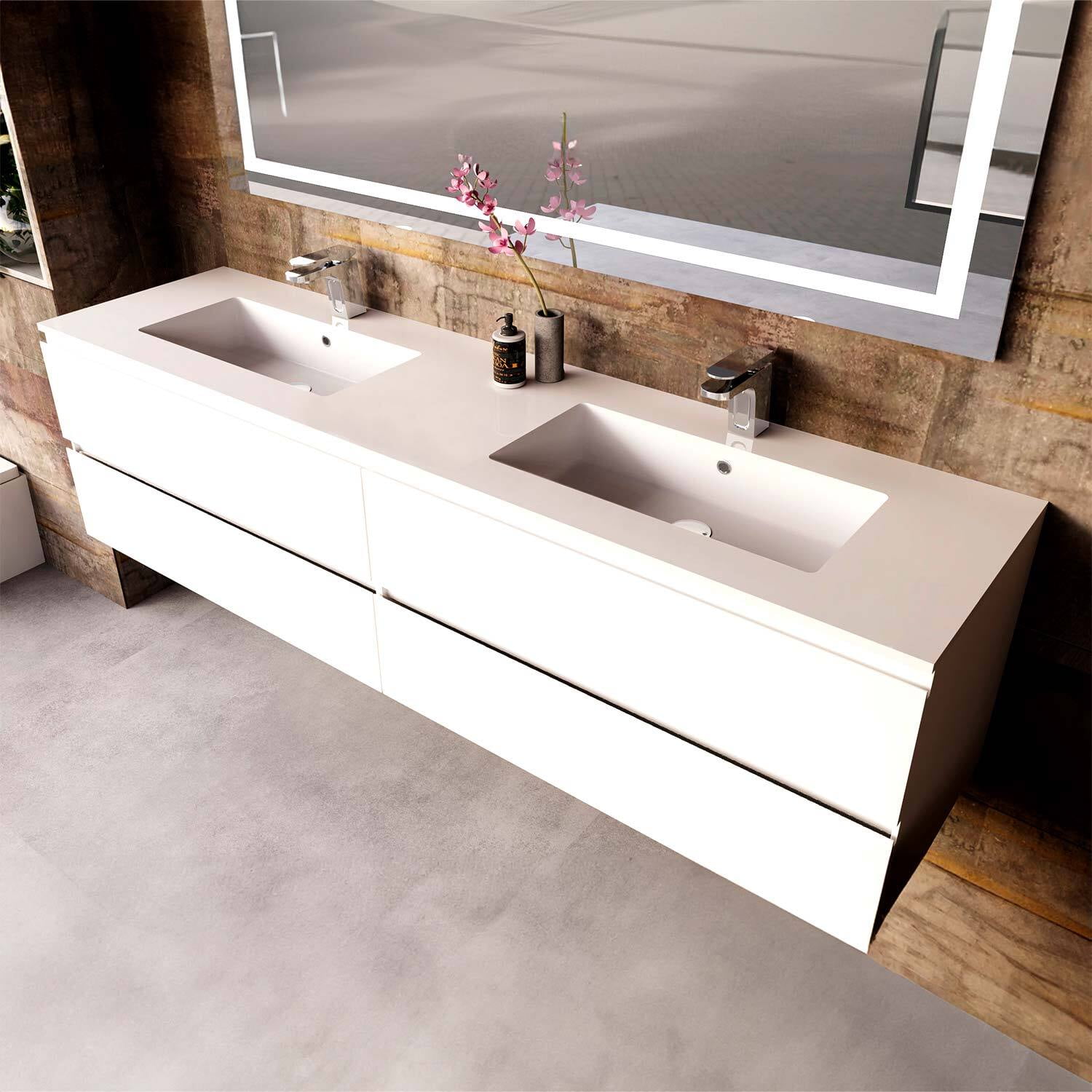 DAX INTERNATIONAL DAX Pasadena Vanity Cabinet 72 In White w/ Glossy ...