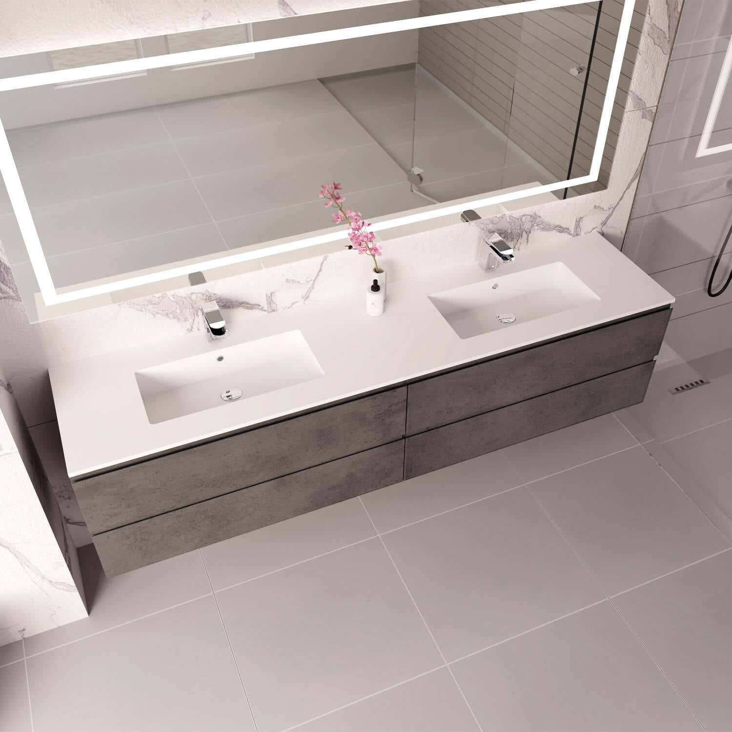 DAX INTERNATIONAL DAX Pasadena Vanity Cabinet 80 In Cement w/ Matt ...