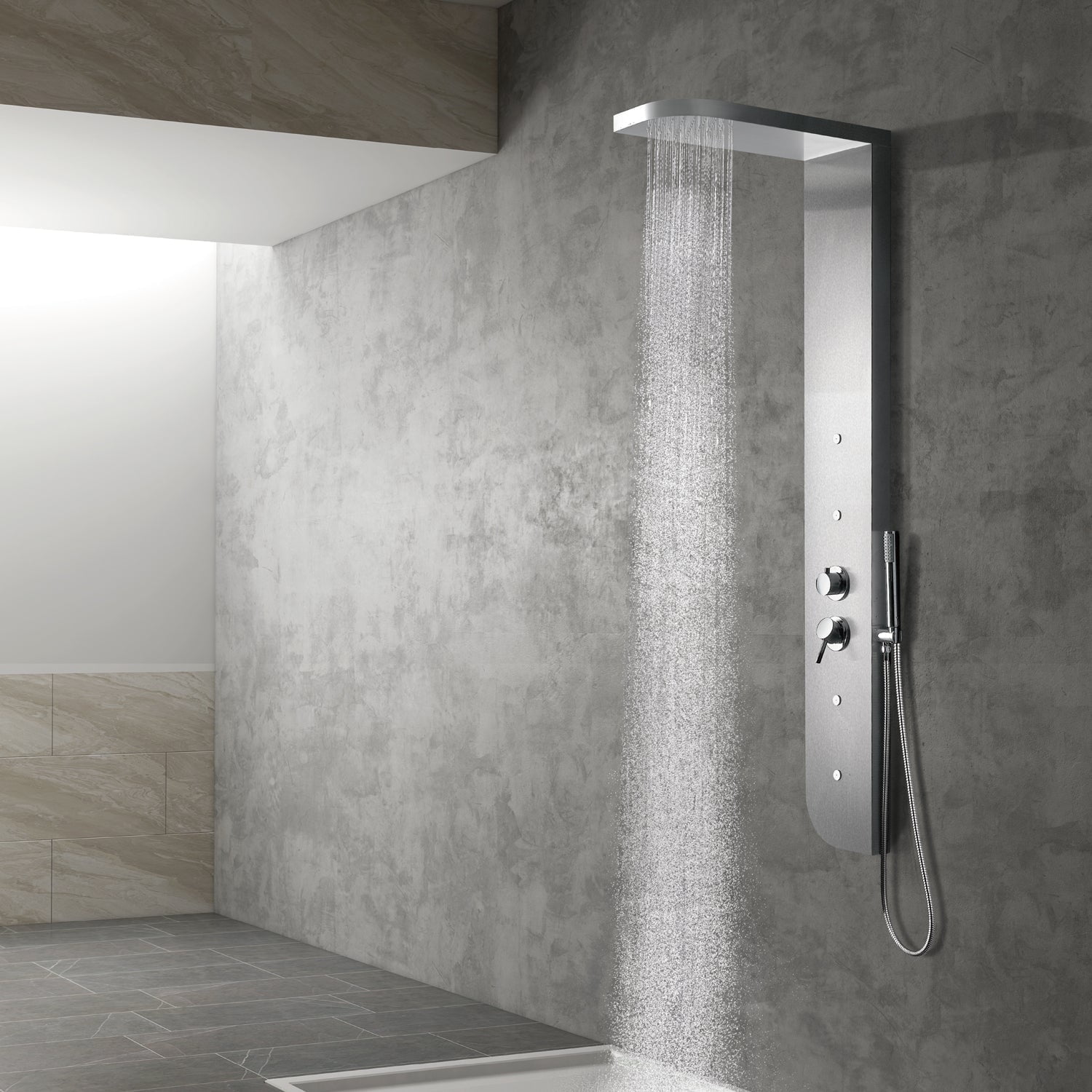 DAX Stainless Steel Shower Panel Pressure Balance Valve Body Jets Hand ...