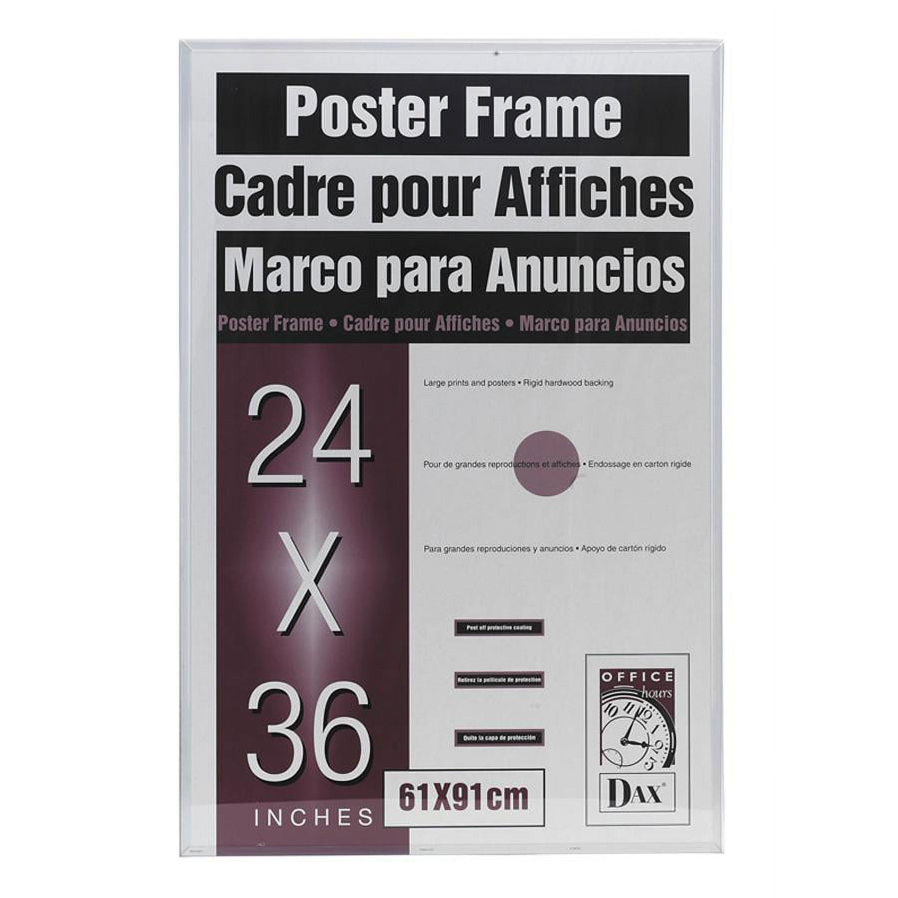 DAX U-Channel Poster Frame, Contemporary Clear Plastic Window, 24 x 36 ...