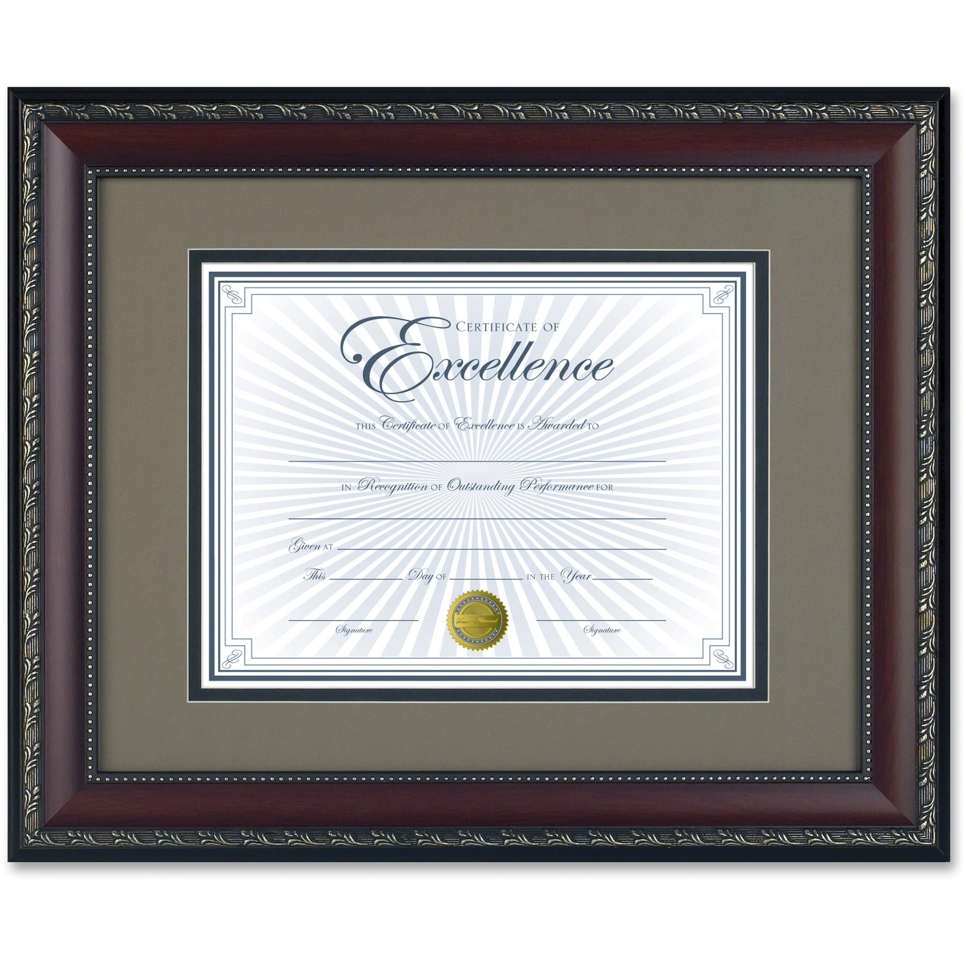DAX World Class Document Frame w/Cert, Walnut, 11 x 14, 8 1/2 x 11 ...