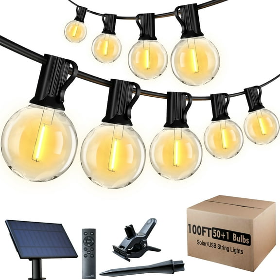 98Ft Led Outdoor Solar Powered String Lights For Patio Yard Porch Party ...
