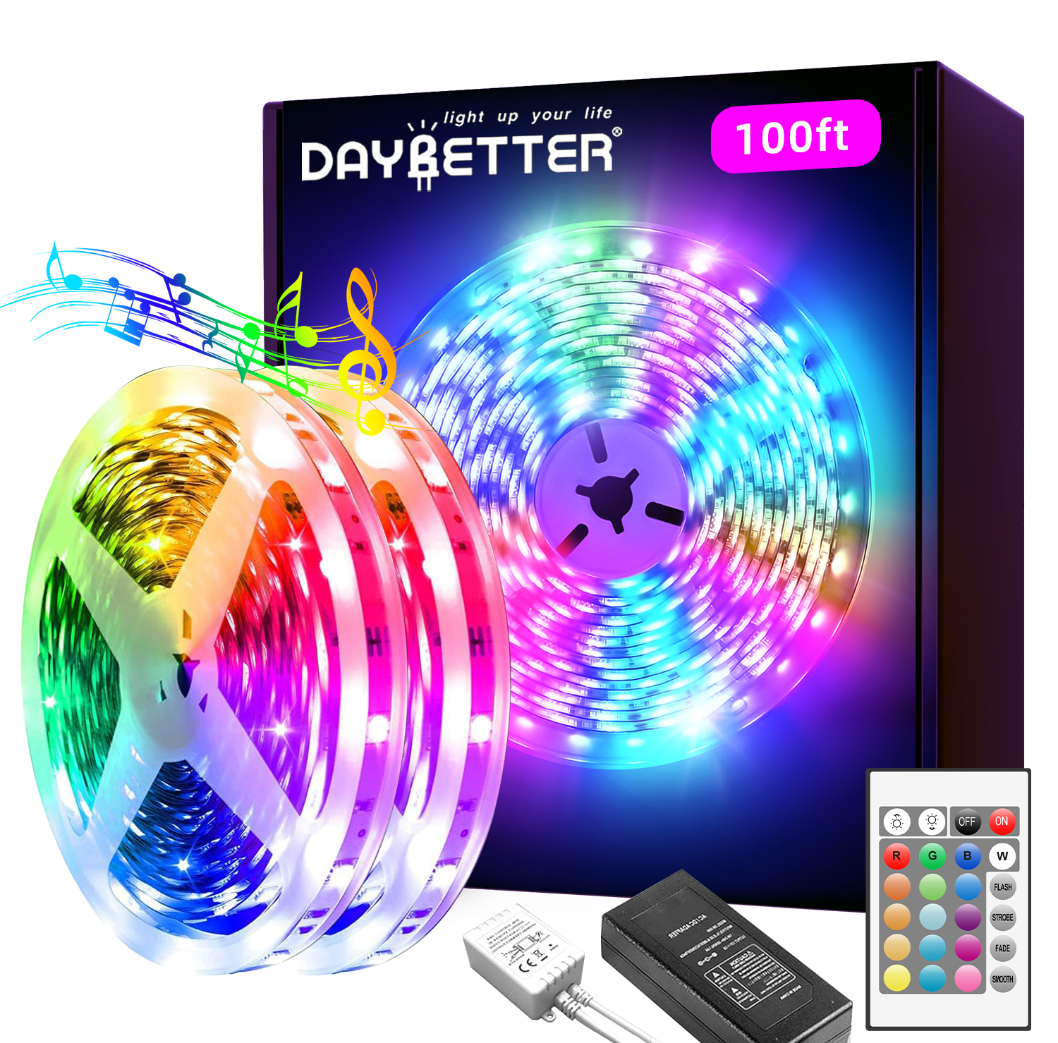 Monster Illuminessence 16.4' RGB LED Strip Mood Light Kit Power with ...