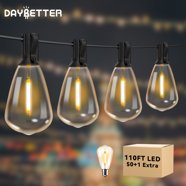 DAYBETTER 100ft Outdoor String Lights, with 34LED Waterproof Bulbs ...