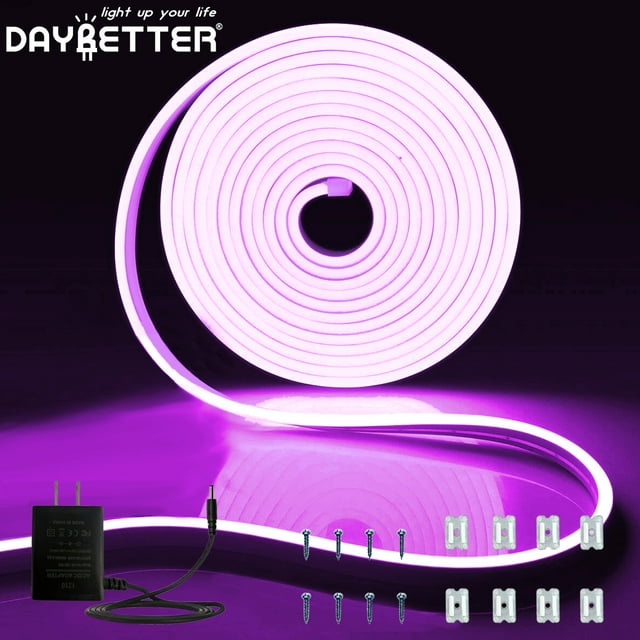 DAYBETTER 16.4ft Purple LED Neon Rope Lights, 24v Low Voltage and IP65 ...