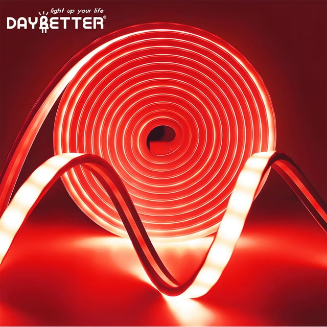 DAYBETTER 16.4ft Red LED Neon Rope Lights, 24v Low Voltage and IP65 ...