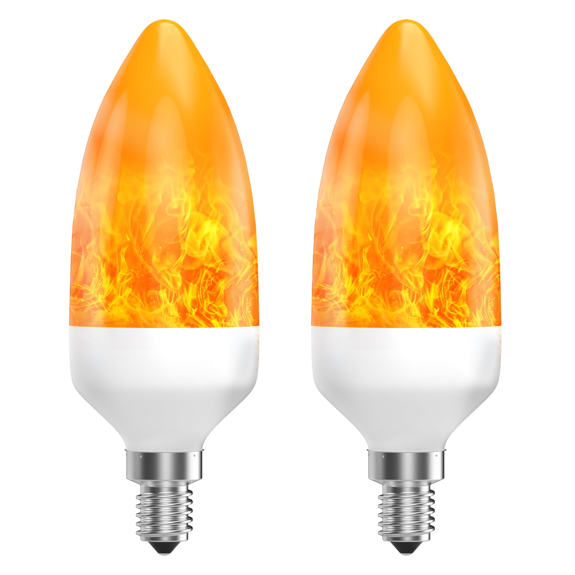 DAYBETTER 2 Pack E12 Flame Bulb LED Orange Fire Bulbs - Decorative ...