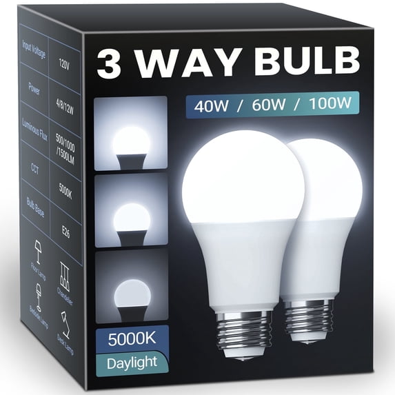 DAYBETTER 3 Way LED Light Bulbs,40 60 100W Equivalent,Daylight White ...