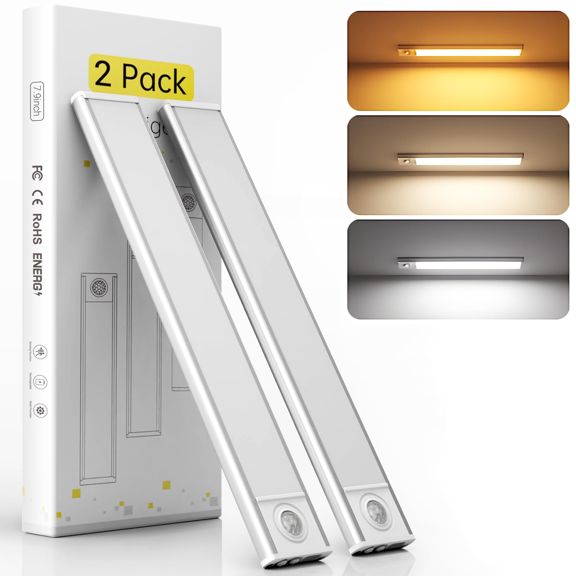 DAYBETTER 34 LED Under Cabinet Lights, USB Rechargeable Closet Lighting ...