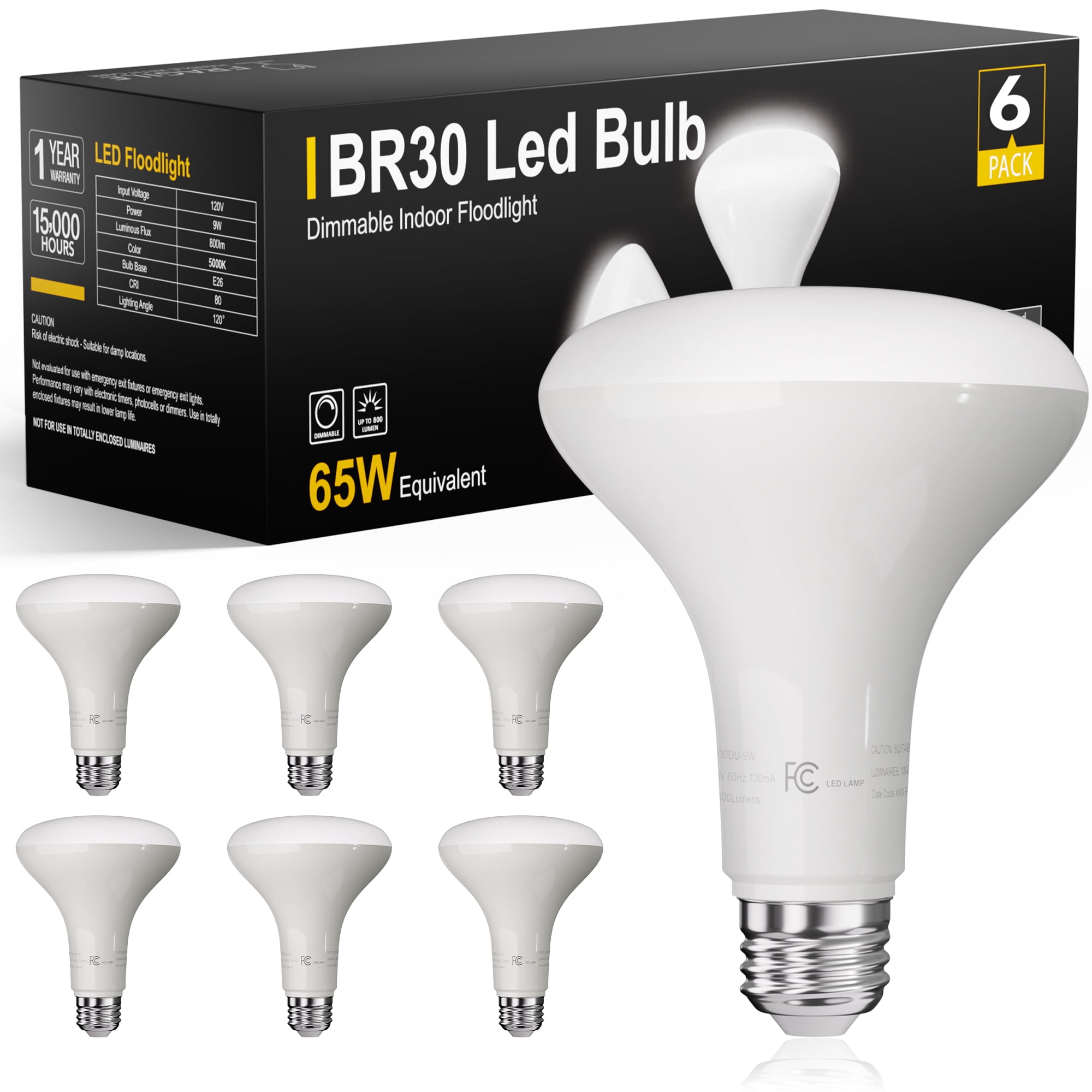 DAYBETTER BR30 LED Flood Light Bulbs, 65W Equivalent, Dimmable, 5000K Daylight, 800 LM - Walmart.com