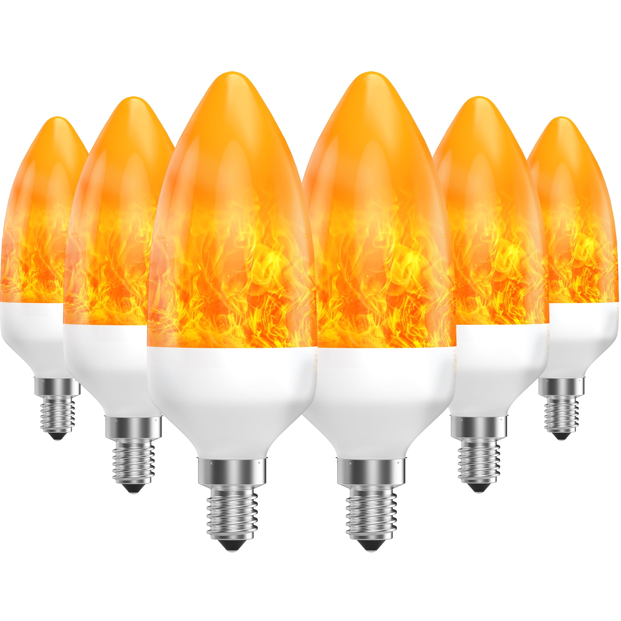 DAYBETTER LED Orange Flame Bulbs, 6 Pack, Flickering 3W E12 Candelabra ...