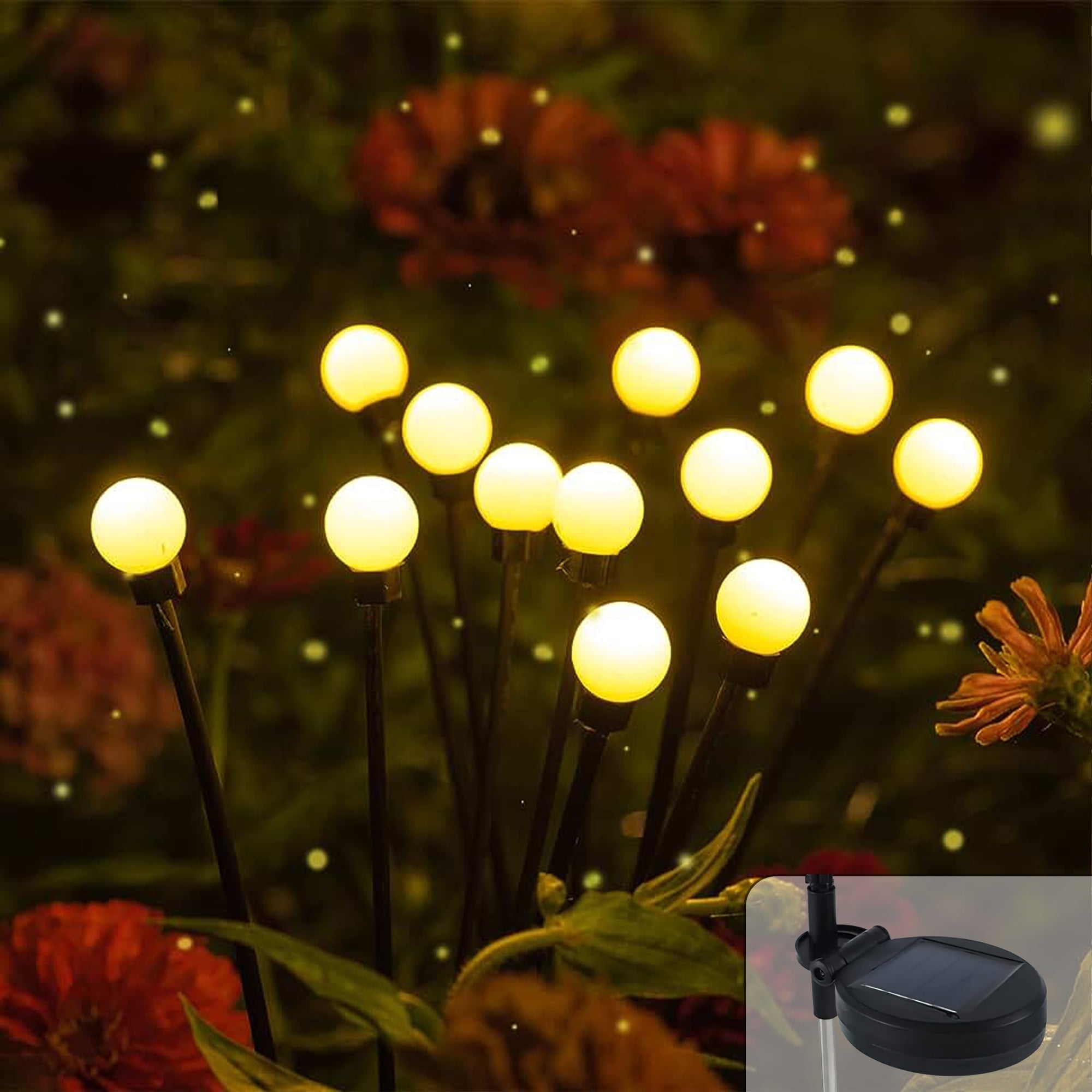 DAYBETTER 6Pack 72LED Solar-Powered Lights, Waterproof Outdoor Garden & Walkway Lighting, Warm ...