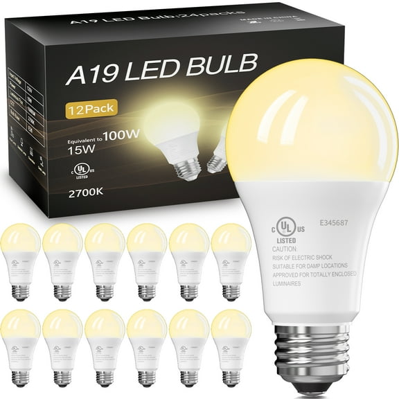 IYFFDFE-A19 LED Light Bulbs 100W Equivalent 2700K Soft White, 1500 ...