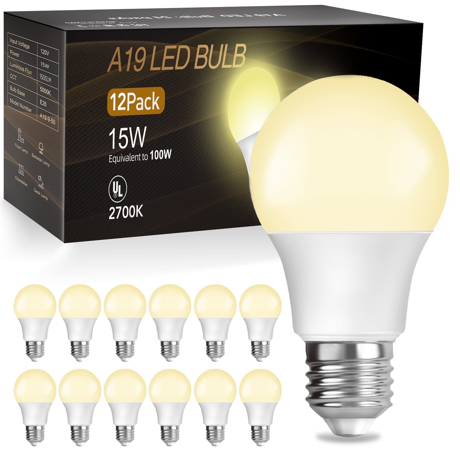 DAYBETTER LED Light Bulbs, 100W Equivalent, 2700K Soft White, 15W, 1500 ...