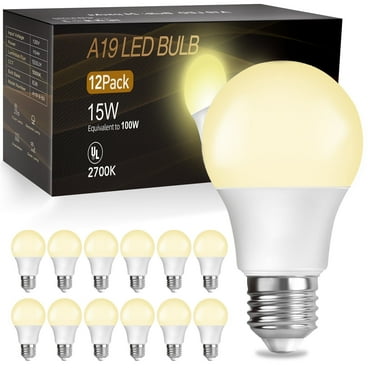 QYUN-A19 Led Light Bulbs, 100 Watt Equivalent Led Bulbs, Soft White 2700K, 1500 Lumens, E26 ...