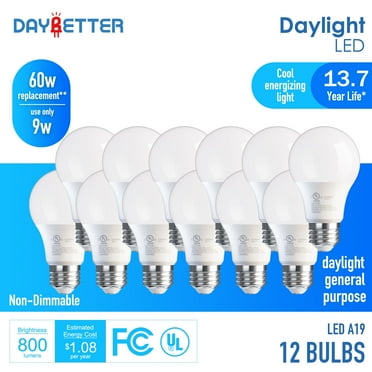 ZhenheA19 Led Light Bulbs Dimmable, 75W Equivalent, E26 Base, 5000K ...